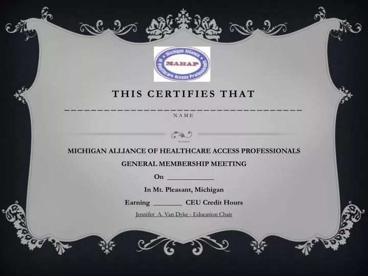 PPT - THIS CERTIFIES THAT ____________________________________ NAME ...