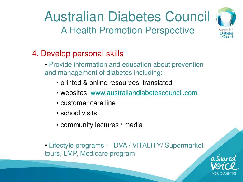 PPT - Australian Diabetes Council A Health Promotion Perspective ...