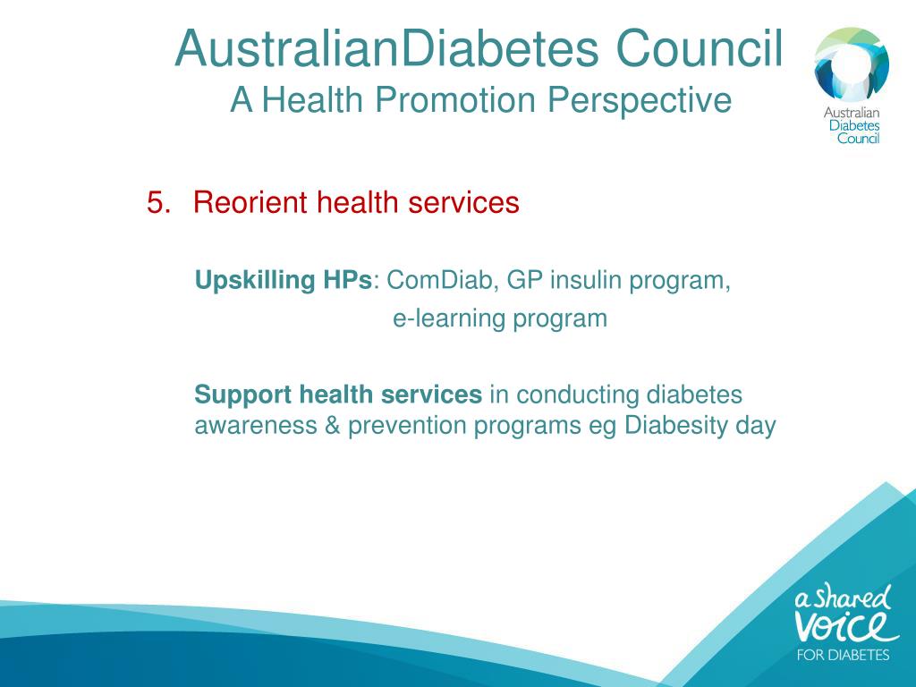 PPT - Australian Diabetes Council A Health Promotion Perspective ...