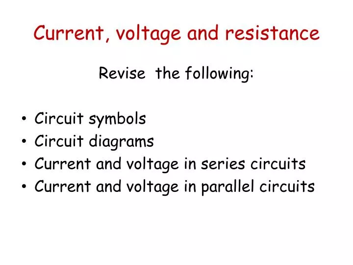 PPT - Current, voltage and resistance PowerPoint Presentation, free ...