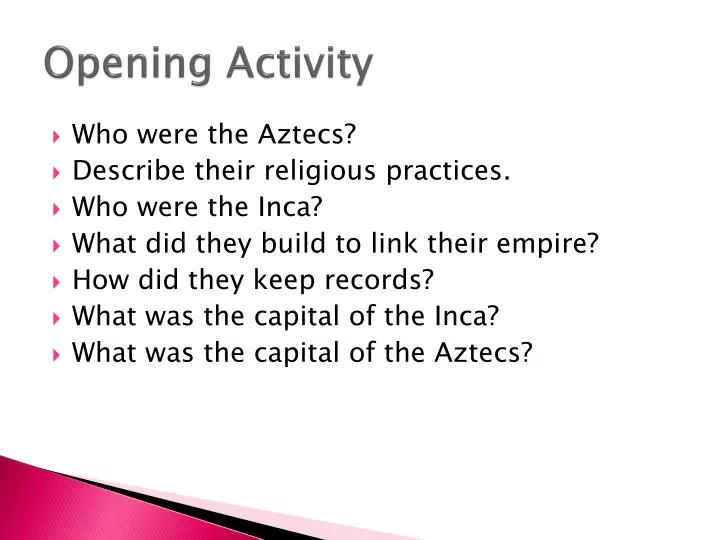 PPT - Opening Activity PowerPoint Presentation, free download - ID:2461474