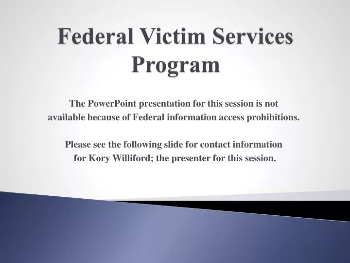PPT - Federal Victim Services Program PowerPoint Presentation, free ...