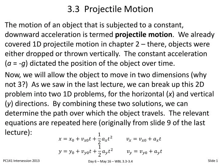 PPT - 3.3 Projectile Motion PowerPoint Presentation, free download - ID ...