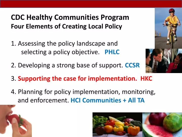 PPT - CDC Healthy Communities Program Four Elements of Creating Local ...