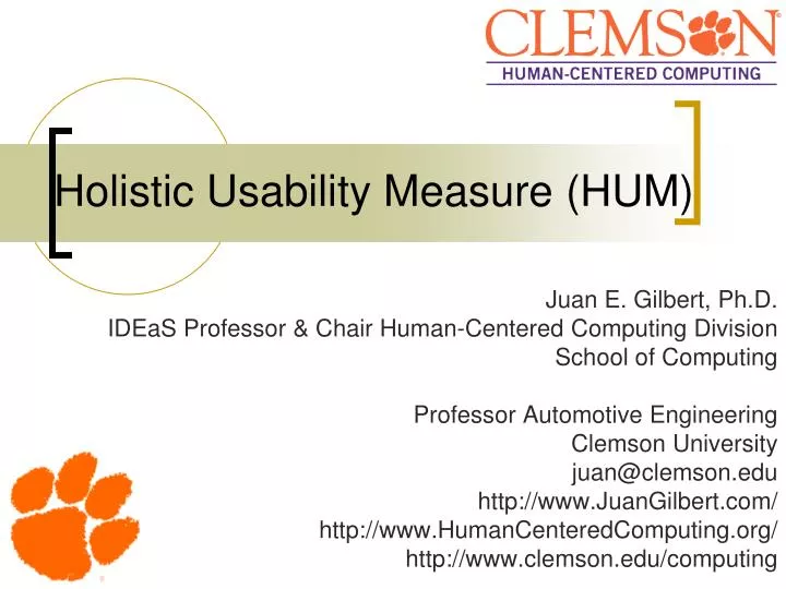 PPT - Holistic Usability Measure (HUM) PowerPoint Presentation, free ...