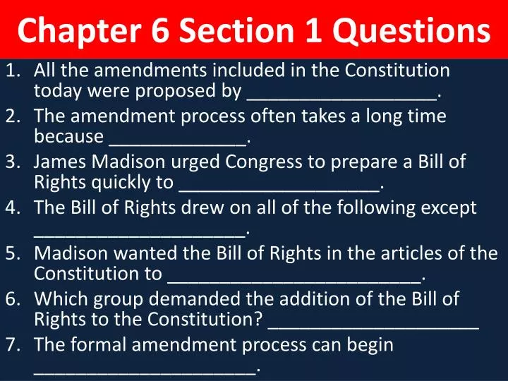 PPT - Chapter 6 Section 1 Questions PowerPoint Presentation, free ...