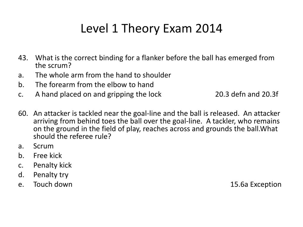 PPT - New Zealand Rugby Union Level 2 Theory Examination 2014 ...