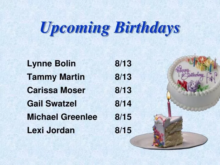 PPT - Upcoming Birthdays PowerPoint Presentation, free download - ID ...