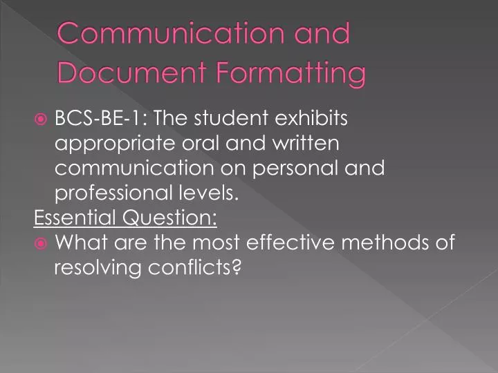 PPT - Communication and Document Formatting PowerPoint Presentation ...