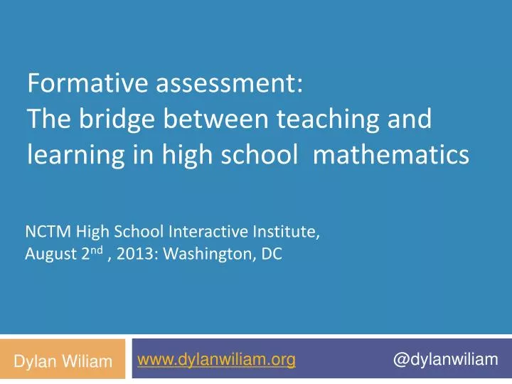 PPT - Formative a ssessment: The bridge between teaching and learning ...