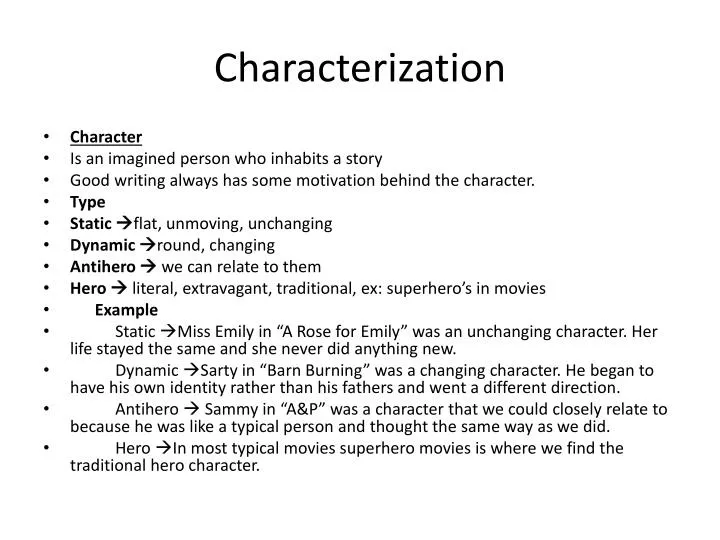 PPT - Characterization PowerPoint Presentation, free download - ID:2470507