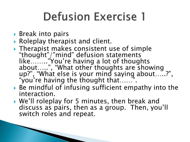 PPT - Introducing & Integrating Cognitive Defusion Techniques in ...