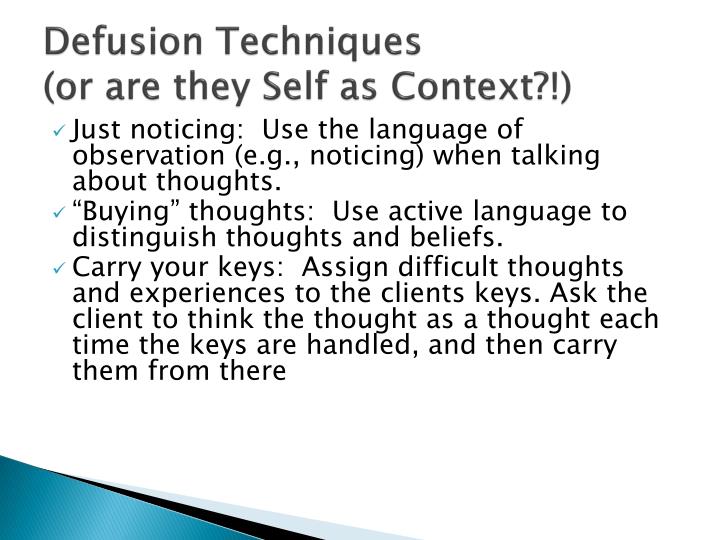 PPT - Introducing & Integrating Cognitive Defusion Techniques in ...