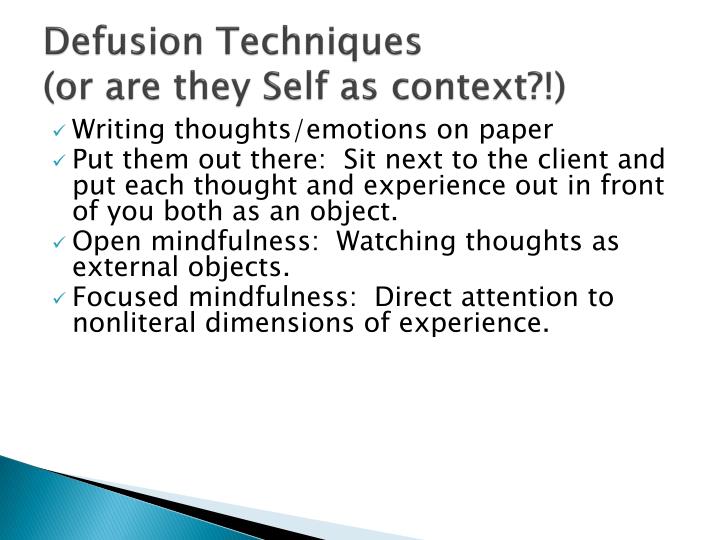 PPT - Introducing & Integrating Cognitive Defusion Techniques in ...