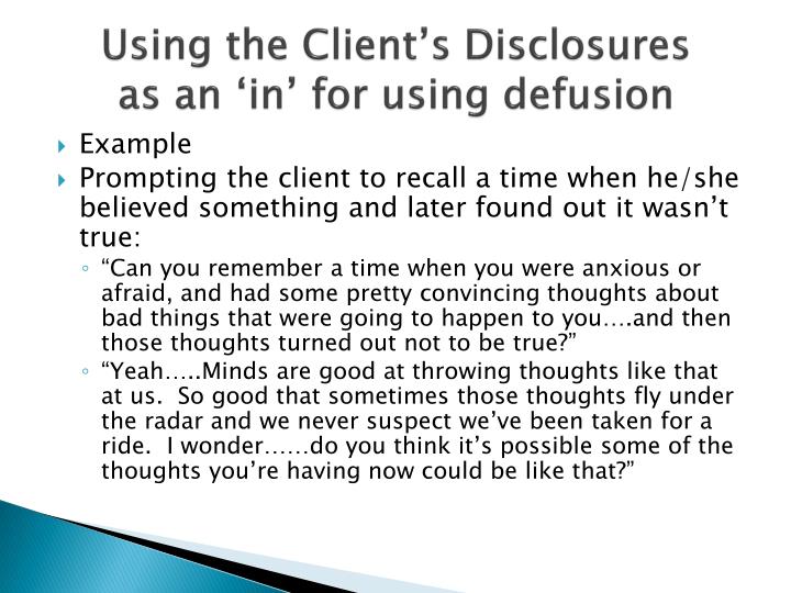 PPT - Introducing & Integrating Cognitive Defusion Techniques in ...