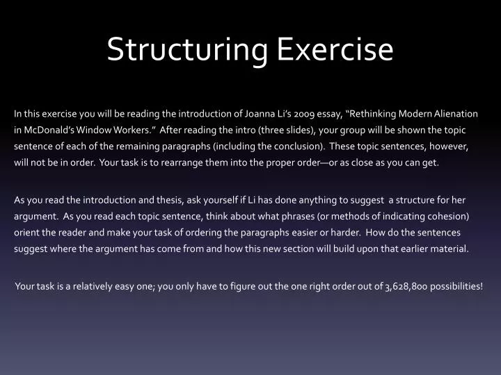 PPT - Structuring Exercise PowerPoint Presentation, free download - ID ...