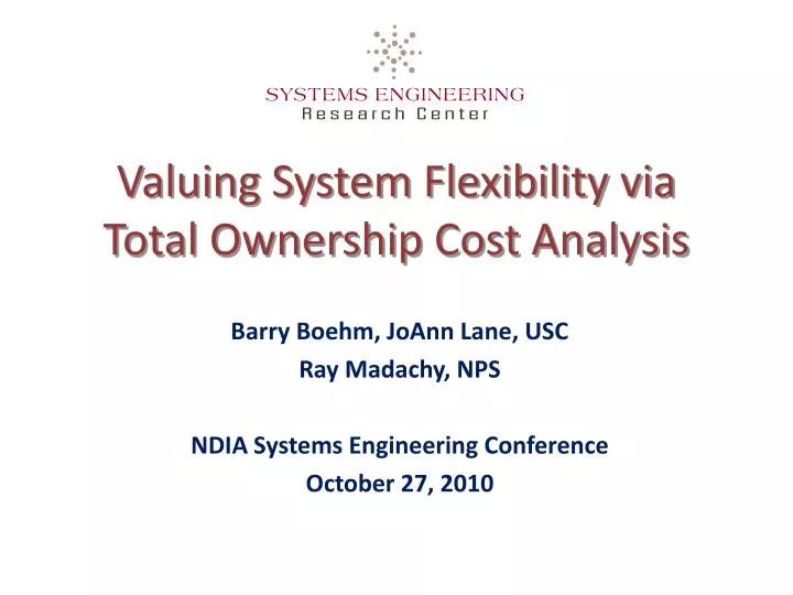 PPT - Valuing System Flexibility via Total Ownership Cost Analysis ...