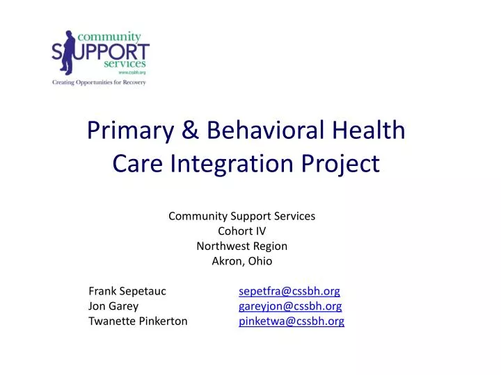 PPT - Primary & Behavioral Health Care Integration Project PowerPoint ...