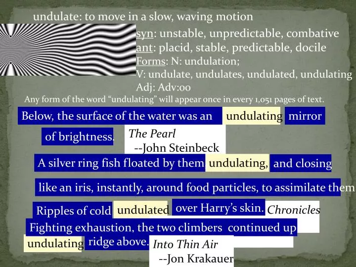 PPT - undulate: to move in a slow, waving motion PowerPoint ...