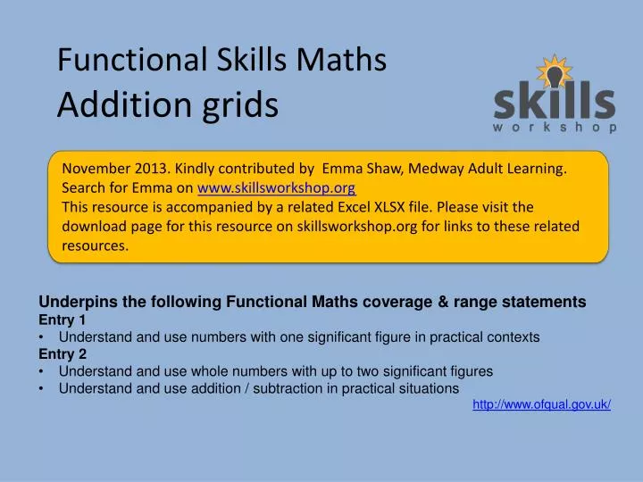 PPT - Functional Skills Maths Addition grids PowerPoint Presentation ...