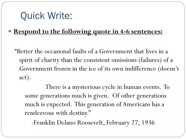 PPT - Quick Write: PowerPoint Presentation, free download - ID:2474362