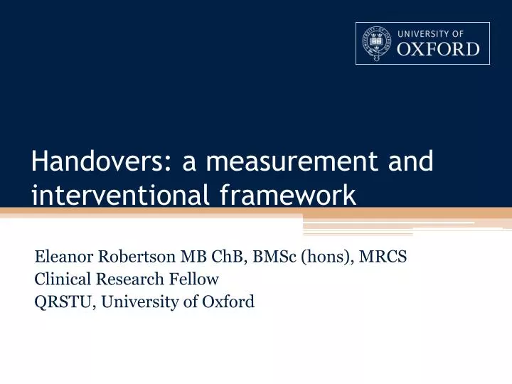 PPT - Handovers: a measurement and interventional framework PowerPoint ...