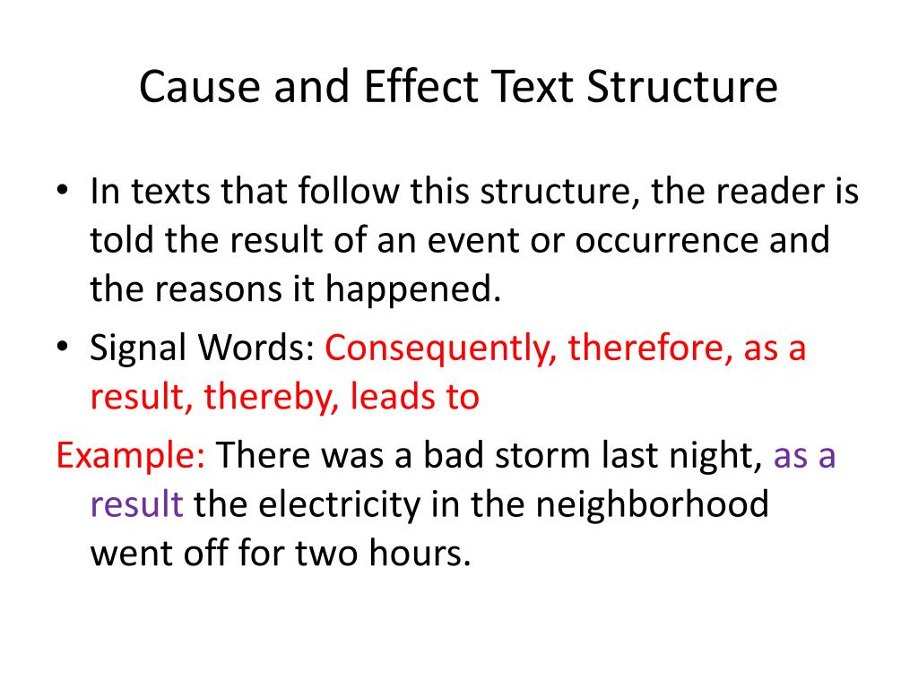 PPT Learning Objective Identify Cause And Effect Text Structures In