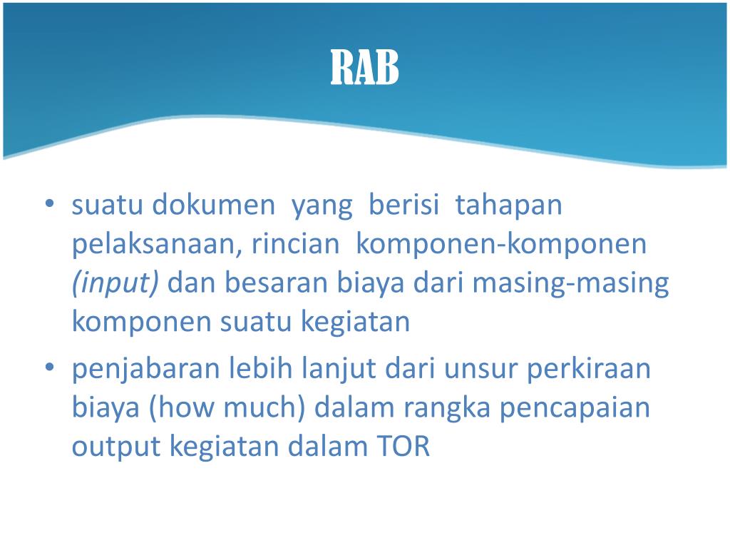 PPT - PENYUSUNAN TOR DAN RAB SERTA TEKNIK PERENCANAAN AKTIVITAS ...