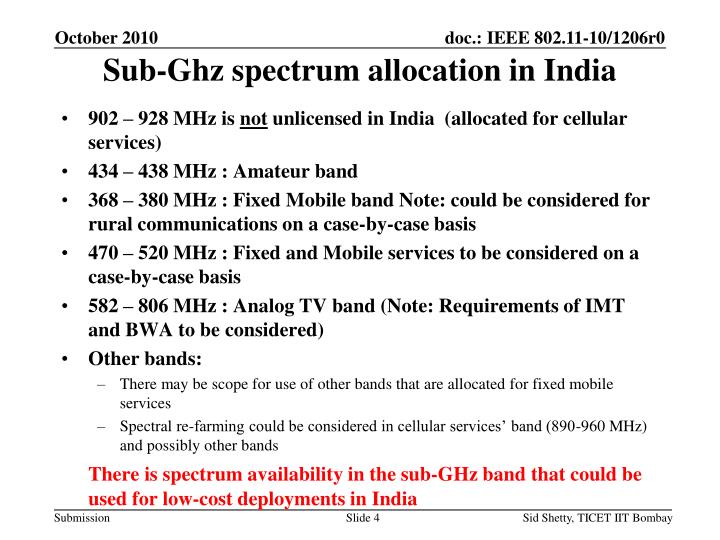 PPT - Use of sub- Ghz frequencies in India PowerPoint Presentation - ID ...