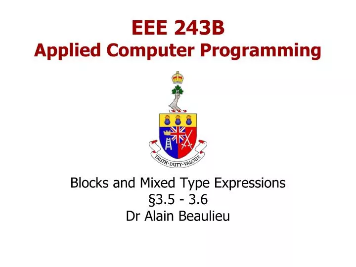 PPT - EEE 243B Applied Computer Programming PowerPoint Presentation ...
