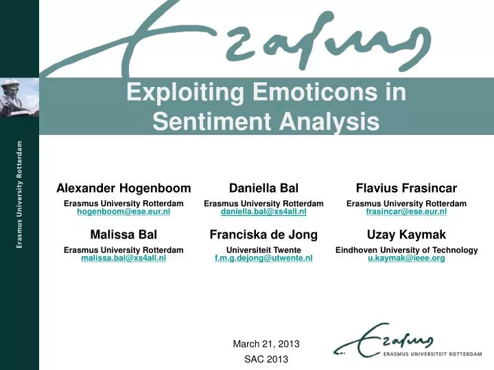 PPT - Exploiting Emoticons in Sentiment Analysis PowerPoint Presentation - ID:2477972