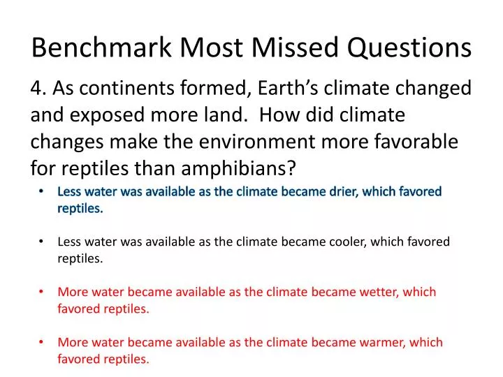 PPT - Benchmark Most Missed Questions PowerPoint Presentation, free ...