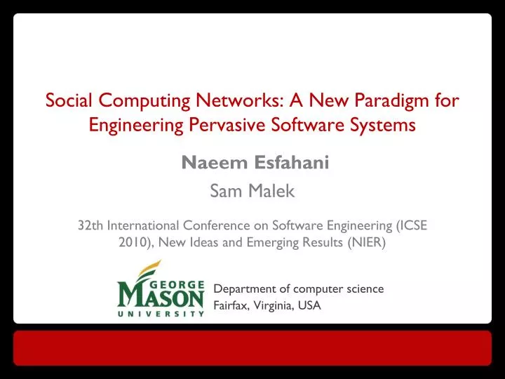 PPT - Social Computing Networks: A New Paradigm for Engineering ...