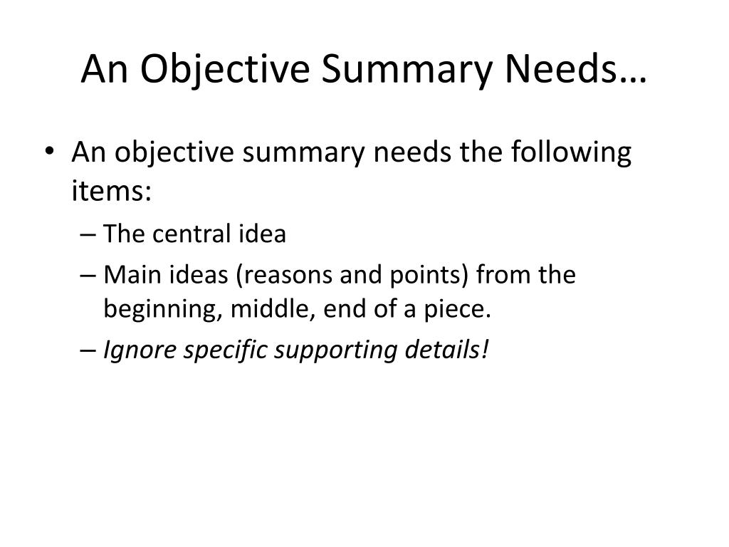 PPT How To Write An Objective Summary PowerPoint Presentation Free 