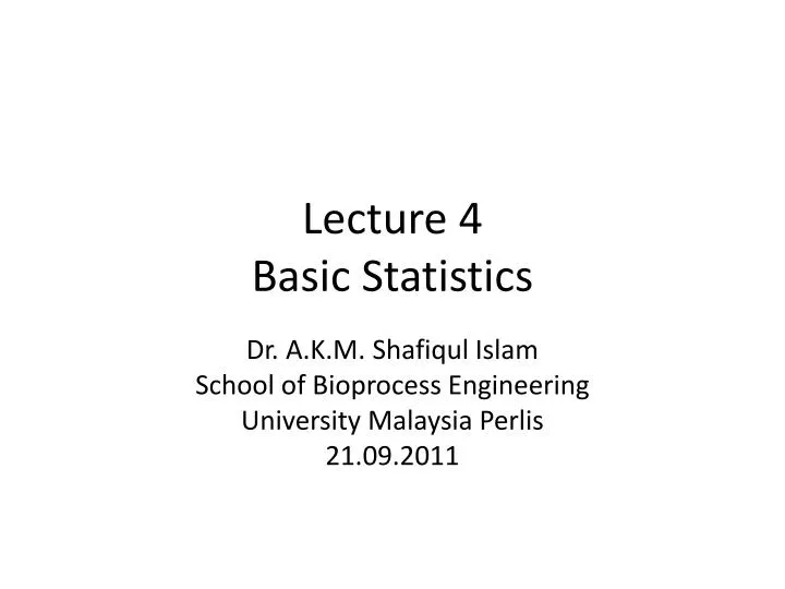 PPT - Lecture 4 Basic Statistics PowerPoint Presentation, free download ...