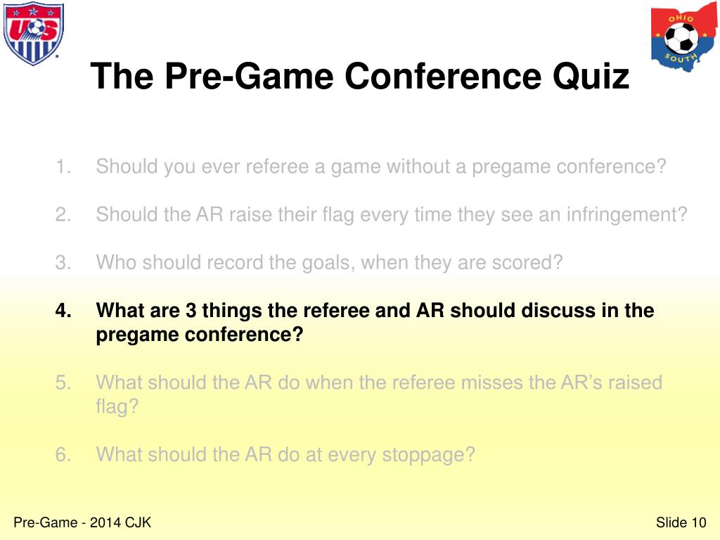PPT - The Pre-Game Conference - Youth Matches - PowerPoint Presentation ...