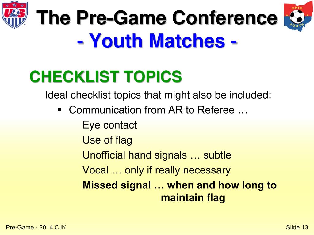 PPT - The Pre-Game Conference - Youth Matches - PowerPoint Presentation ...