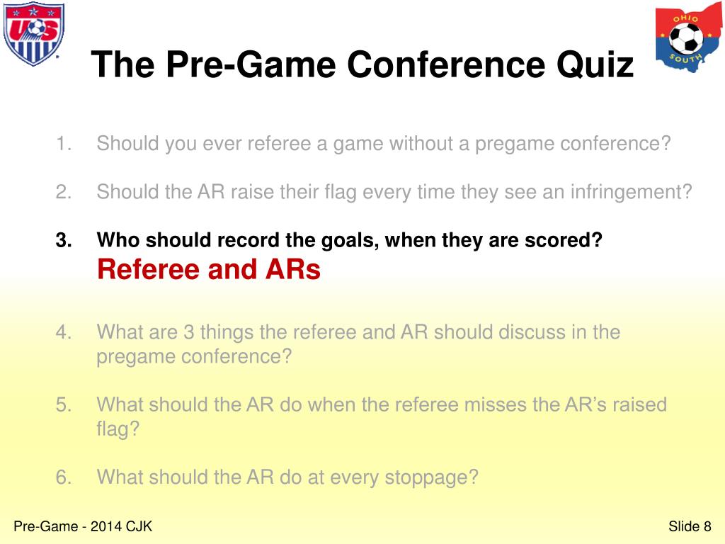 PPT - The Pre-Game Conference - Youth Matches - PowerPoint Presentation ...