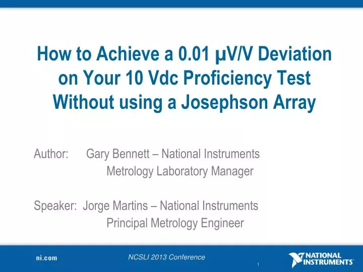 PPT - Author: Gary Bennett – National Instruments Metrology Laboratory ...