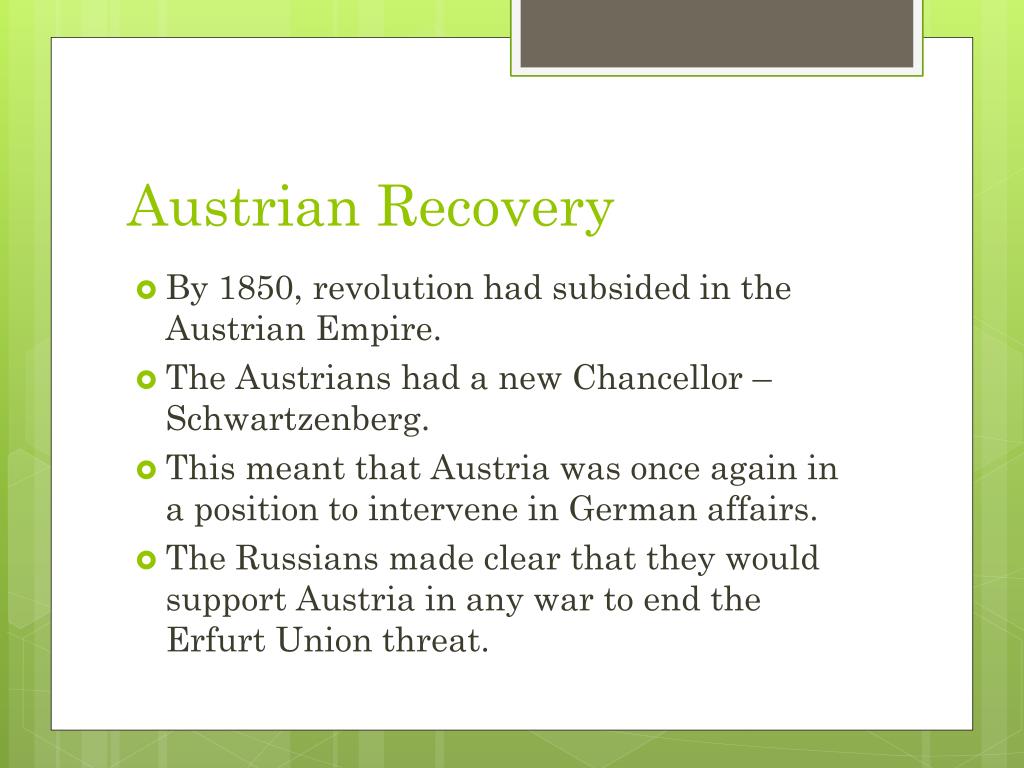 PPT - The Erfurt Union 1849 The Treaty of Olmutz 1850 PowerPoint ...