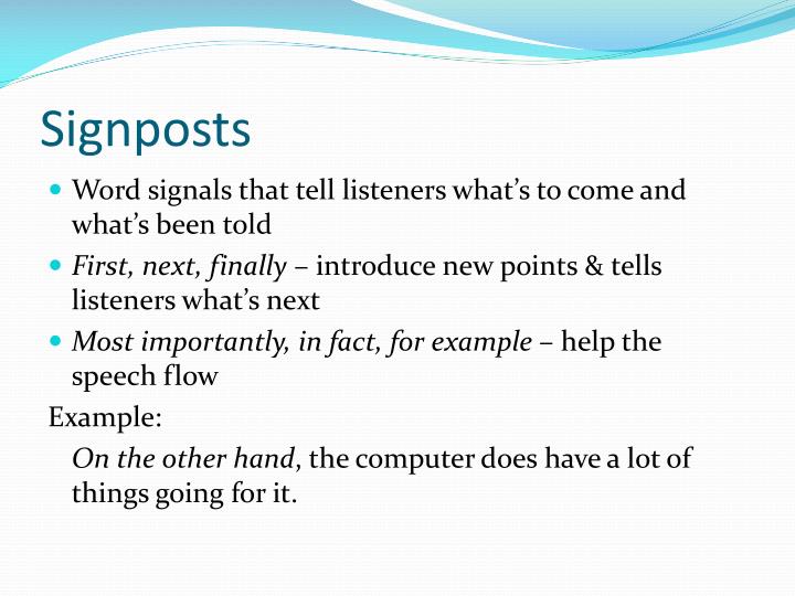 Examples of signpost words - ffsaad
