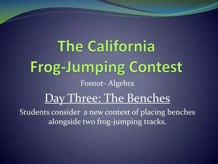 PPT - The California Frog-Jumping Contest PowerPoint Presentation, free ...