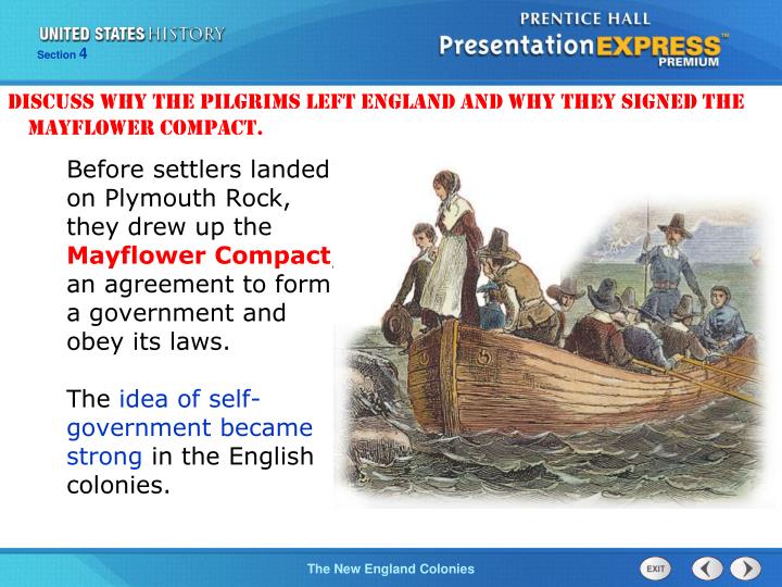 PPT - Discuss why the Pilgrims left England and why they signed the ...
