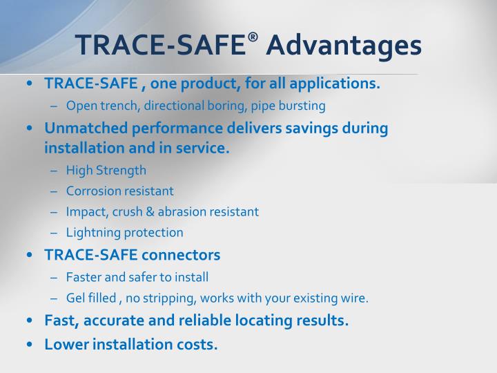 PPT - TRACE-SAFE ® Water Blocking Tracer Wire for underground utilities ...