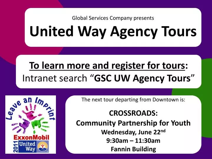 PPT - Global Services Company presents United Way Agency Tours ...