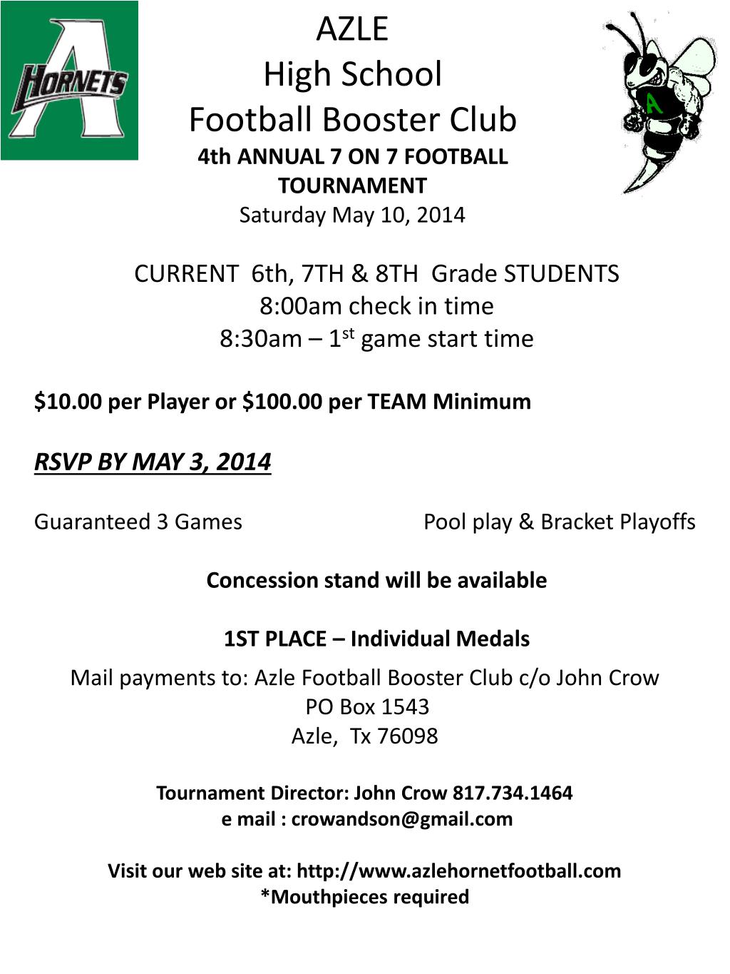PPT - AZLE High School Football Booster Club 4th ANNUAL 7 ON 7 FOOTBALL ...
