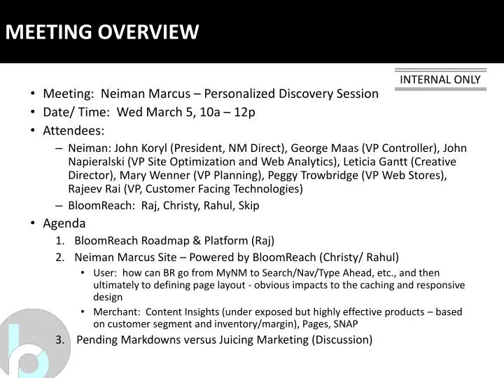 PPT - Meeting overview PowerPoint Presentation, free download - ID:2487509