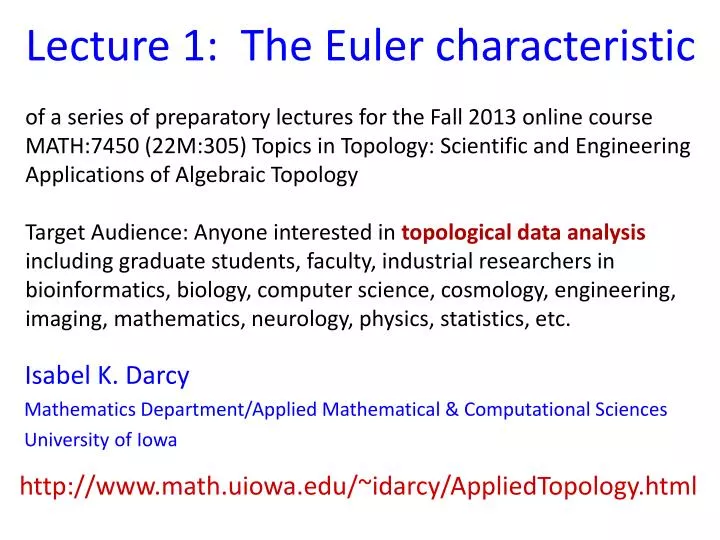PPT - Lecture 1: The Euler characteristic PowerPoint Presentation, free ...