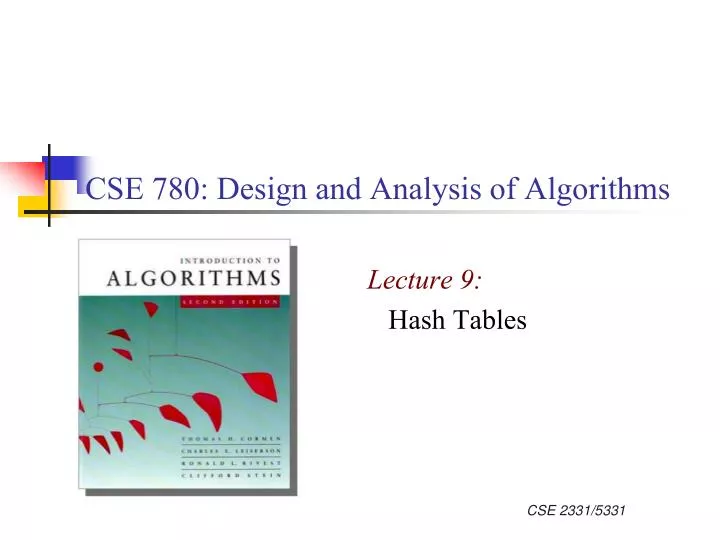 PPT - CSE 780: Design and Analysis of Algorithms PowerPoint ...