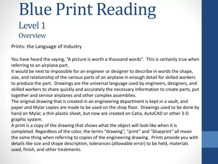PPT - Blue Print Reading Level 1 Overview PowerPoint Presentation, free ...